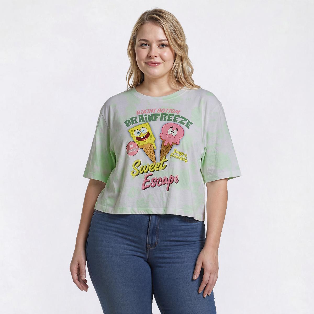 Click here for Juniors Plus Freeze Spongebob Washed Boxy Tee prices